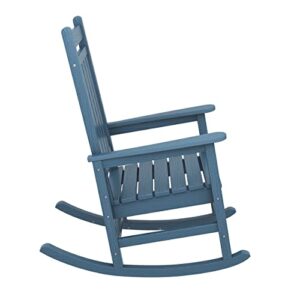 SERWALL Oversized Rocking Chair, Outdoor Rocking Chair for Adults, All Weather Resistant Porch Rocker for Lawn Garden, Blue