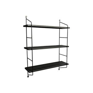 abrihome® hanging wall wood shelf, 3 tier floating wall shelves with metal bracket storage plant shelves decor for kitchen bathroom living room bedroom office(black)