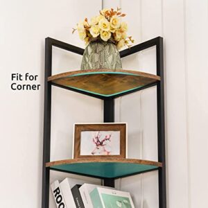 Apicizon 5 Tier Corner Shelf Set of 2, Industrial Corner Bookshelf with Metal Frame, Rustic Corner Storage Rack Shelves Display Plant Flower, Stand Bookcase for Home Office, Small Place, Kitchen