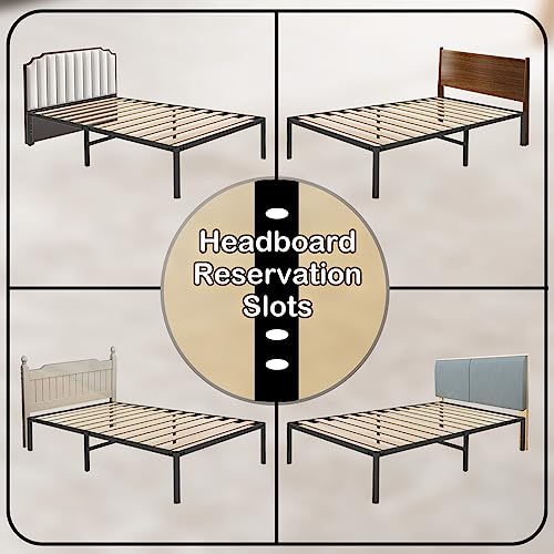 FALOIC Twin Bed Frames with Wide Wood Slats,16 Inch Metal Platform Bed Frame No Box Spring Needed,Easy Assemble/Noise Free…