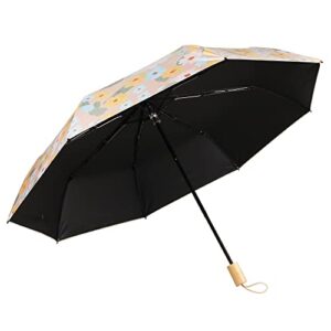 LITAITAI UV Protection Umbrella,Travel Sun Rain Umbrella,Compact UV Umbrella for Sun and Rain,Lightweight & Portable,Windproof Parasol Umbrella UV Protection for Women and Men (Daisy)