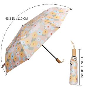 LITAITAI UV Protection Umbrella,Travel Sun Rain Umbrella,Compact UV Umbrella for Sun and Rain,Lightweight & Portable,Windproof Parasol Umbrella UV Protection for Women and Men (Daisy)