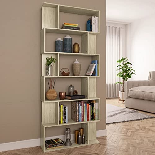 Youuihom Book Cabinet/Room Divider, Wood Freestanding Display Storage Shelving, for Your Bedroom, Living Room, Kitchen or Office, Sonoma Oak 31.5"x 9.4"x 75.6" Engineered Wood