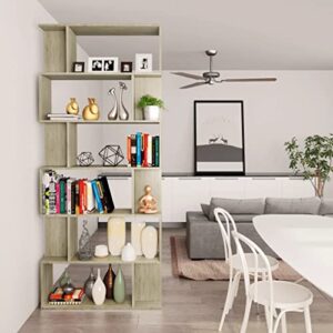 Youuihom Book Cabinet/Room Divider, Wood Freestanding Display Storage Shelving, for Your Bedroom, Living Room, Kitchen or Office, Sonoma Oak 31.5"x 9.4"x 75.6" Engineered Wood