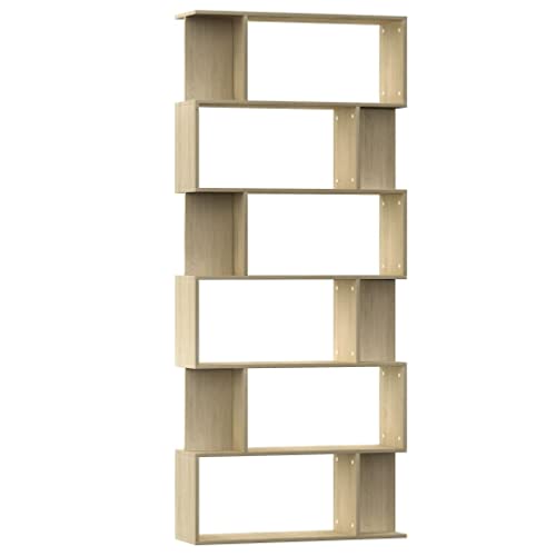 Youuihom Book Cabinet/Room Divider, Wood Freestanding Display Storage Shelving, for Your Bedroom, Living Room, Kitchen or Office, Sonoma Oak 31.5"x 9.4"x 75.6" Engineered Wood