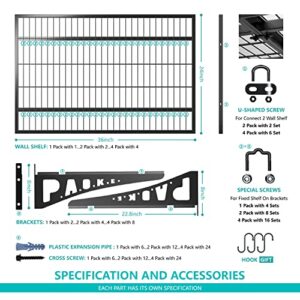 PAOKE Garage Storage Wall Shelving Mounted, Heavy Duty Floating Shelves (Convenient Installation) for Wood Studs/Joists & Concrete Wall (2x3ft Black 2 Pack)