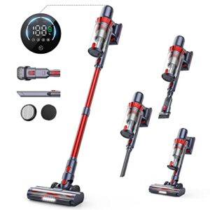 honiture cordless vacuum cleaner, 400w 33kpa stick vacuum cordless with lcd smart touchscreen, max 50mins, 7-layer hepa, 6 in 1 lightweight handheld vacuum for hardwood floors,carpets,stairs,pet hair