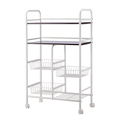 BHVXW Cannes Double Row Metal Mesh Basket Cart Storage Shelf Rack Multi-Functional Kitchen Cabinet Coffee