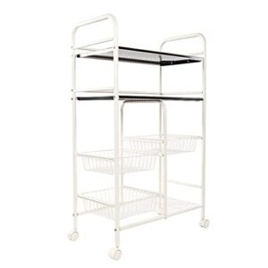 BHVXW Cannes Double Row Metal Mesh Basket Cart Storage Shelf Rack Multi-Functional Kitchen Cabinet Coffee