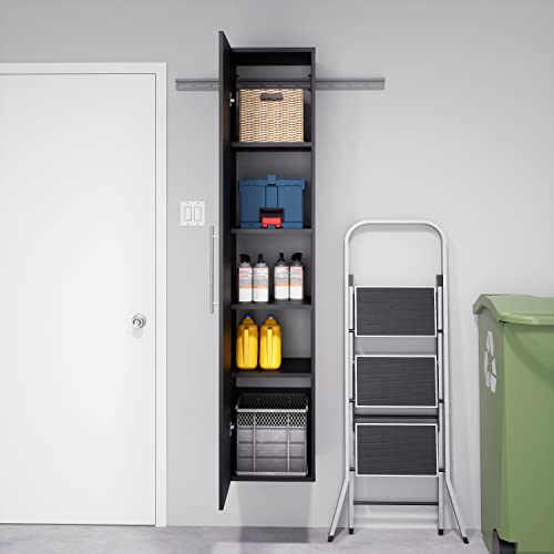 Prepac HangUps 15 in Narrow Garage Storage Cabinet, W x 72" H x 16" D, Black