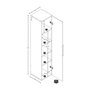 Prepac HangUps 15 in Narrow Garage Storage Cabinet, W x 72" H x 16" D, Black