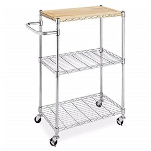 bhvxw 3 tier kitchen & microwave trolley 60x35x85cm storage rack wood & chrome utility storage trolley