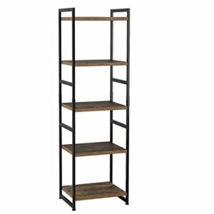 tjlss wooden+metal shelf 5-tier bookshelf storage rack display shelving plant garage | storage | office