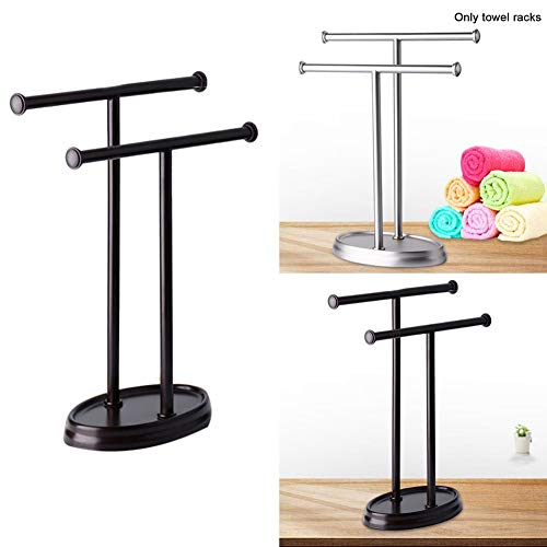 SLSFJLKJ Space Saving Household Floor Standing Storage Rack Double Layer Stainless Steel Solid Towel Stand ( Color : E )