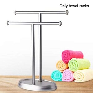 SLSFJLKJ Space Saving Household Floor Standing Storage Rack Double Layer Stainless Steel Solid Towel Stand ( Color : E )