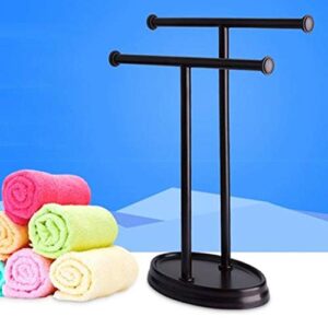 SLSFJLKJ Space Saving Household Floor Standing Storage Rack Double Layer Stainless Steel Solid Towel Stand ( Color : E )