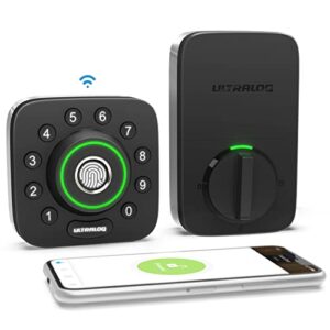 ultraloq u-bolt pro wifi smart lock with door sensor, 6-in-1 keyless entry door lock with built-in wifi, fingerprint id, smartphone, auto unlock, wifi door lock, wifi deadbolt, ansi grade 1 certified