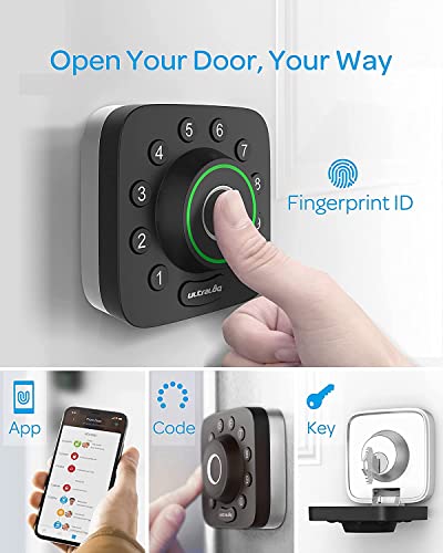 ULTRALOQ U-Bolt Pro WiFi Smart Lock with Door Sensor, 6-in-1 Keyless Entry Door Lock with Built-in WiFi, Fingerprint ID, Smartphone, Auto Unlock, WiFi Door Lock, WiFi Deadbolt, ANSI Grade 1 Certified