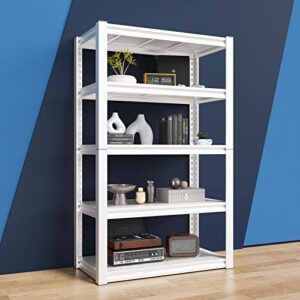 Raybee Garage Shelving Heavy Duty Garage Storage Shelves Load 2010LBS, Adjustable 5-Tier Heavy Duty Shelving, All Metal Shelving Utility Shelves for Kitchen, Pantry, Garage, 63"H x32"W x16.5"D, White