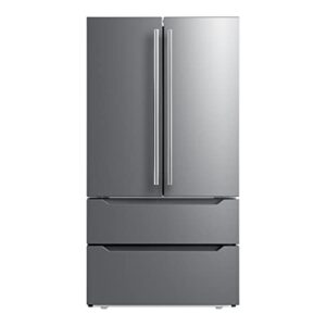 techomey 36" french door refrigerator with internal ice maker, 22.5 cu.ft 4-door upright freezer and fridge with supper freezer/supper cool, fingerprint resistant stainless steel