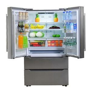 Techomey 36" French Door Refrigerator with Internal Ice Maker, 22.5 Cu.Ft 4-Door Upright Freezer and Fridge with Supper Freezer/Supper Cool, Fingerprint Resistant Stainless Steel