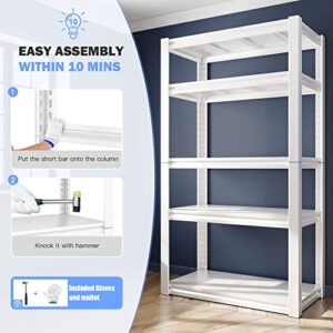 Raybee 72" Storage Shelves Heavy Duty, 2010LBS Heavy Duty Garage Shelving with 5 Tier Adjustable Metal Shelving Unit, Heavy Duty Shelving, Garage Storage Shelves, Metal Storage Shelves for Basement