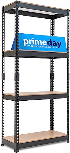 HOMEDANT 4 Tier Laminated Metal Shelving Unit Adjustable Garage Storage Utility Rack Heavy Duty Shelves Organization Multipurpose Shelf Warehouse Basement Shed Pantry 28" W x 12.3" D x 59.5" H 1 Pack