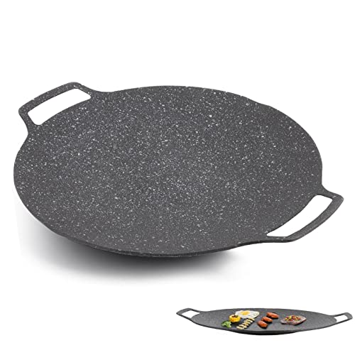 Korean BBQ Grill Non-stick Grill,Round BBQ Griddle,Barbecue Grill Non Stick Circular Frying Pan for Induction, Gas Stove(Gas stove 30cm)