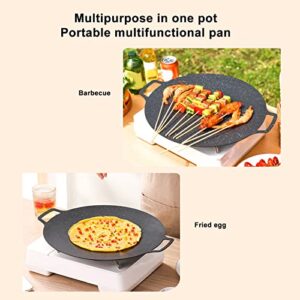 Korean BBQ Grill Non-stick Grill,Round BBQ Griddle,Barbecue Grill Non Stick Circular Frying Pan for Induction, Gas Stove(Gas stove 30cm)