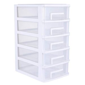 kisangel plastic drawers 1pc drawer storage cabinet five drawer type closet layer storage cabinet plastic organizer storage rack for office home (white and transparent) storage drawers