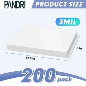 Laminating Sheets, PANDRI 200 Pack Thermal Laminator Pouches Holds 8.5 x 11 Inch, 3 Mil Clear Laminator Paper 9 x 11.5 Inch, Letter Size