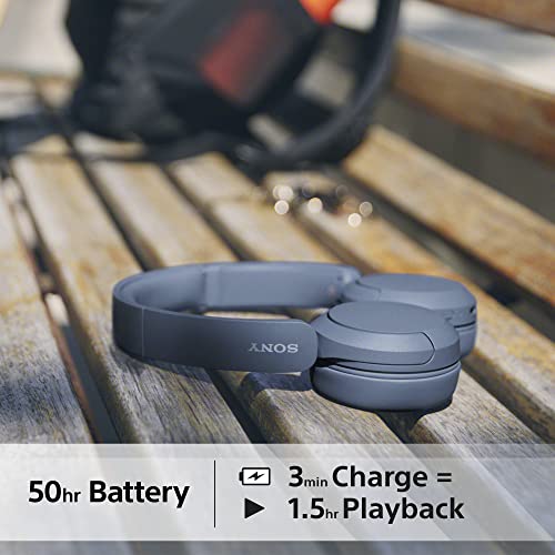 Sony WH-CH520L Wireless Bluetooth Headphones - Up to 50 Hours Battery Life with Quick Charge Function, On-Ear Model - Matte Blue