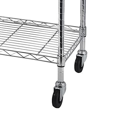 WEI WEI GLOBAL 5-Tier Heavy Duty Shelving Unit - Wire Shelving with Wheels - Metal Organizer Wire Rack - Bakers Rack - Garage Storage Shelves Organization - Standing Shelves Pantry Kitchen - Chrome