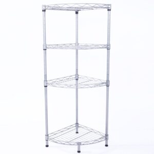 kcelarec 4 tier corner storage shelves, wire shelving unit, metal shelf, steel storage rack 11.8" l x 11.8" w x 35.4" h for laundry bathroom kitchen pantry closet