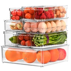 12-pack stackable fridge organizer with 5 liners, refrigerator organizer bins with lids, plastic fridge organizers and storage clear pantry organization and storage containers for fruits, vegetable