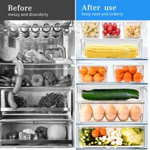 12-pack Stackable Fridge Organizer with 5 liners, Refrigerator Organizer Bins with Lids, Plastic Fridge Organizers and Storage Clear Pantry Organization and Storage Containers for Fruits, Vegetable