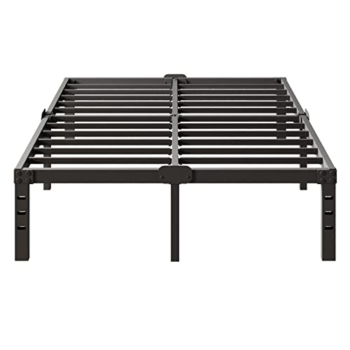 xtfei 18" Queen Bed Frame 3000 lbs Heavy Duty Platform with Sturdy and Durable Metal Slats No Box Spring Needed with Anti-Slip Baffle Ample Storage Noise-Free Black