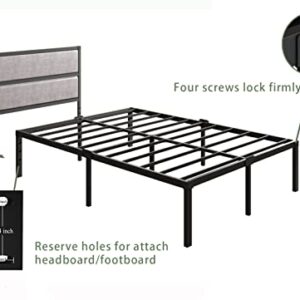 xtfei 18" Queen Bed Frame 3000 lbs Heavy Duty Platform with Sturdy and Durable Metal Slats No Box Spring Needed with Anti-Slip Baffle Ample Storage Noise-Free Black