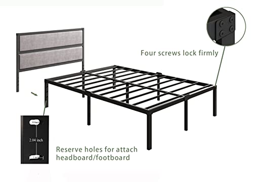 xtfei 18" Queen Bed Frame 3000 lbs Heavy Duty Platform with Sturdy and Durable Metal Slats No Box Spring Needed with Anti-Slip Baffle Ample Storage Noise-Free Black