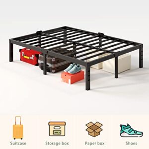 xtfei 18" Queen Bed Frame 3000 lbs Heavy Duty Platform with Sturdy and Durable Metal Slats No Box Spring Needed with Anti-Slip Baffle Ample Storage Noise-Free Black