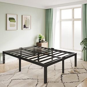 xtfei 18" Queen Bed Frame 3000 lbs Heavy Duty Platform with Sturdy and Durable Metal Slats No Box Spring Needed with Anti-Slip Baffle Ample Storage Noise-Free Black