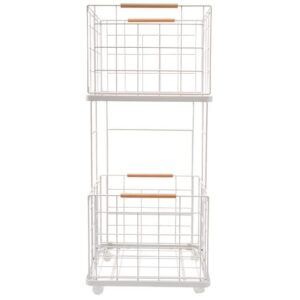 double layer clothes storage cart, rolling laundry basket cart,detachable laundry basket, multi-layer storage basket, home bathroom folding storage rack, kitchen shelf fruit rack