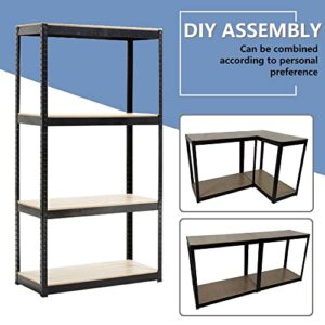 Storage Shelves - 4 Tier Adjustable Garage Storage Shelving, Heavy Duty Metal Storage Utility Rack Shelf Unit for Warehouse Pantry Closet Kitchen, 23.6" x 15.7" x 47.2", Black