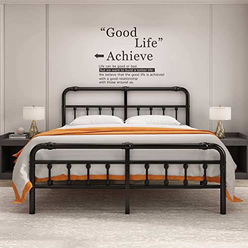 Hearicx Queen Bed Frame with Headboard & Footboard - Easy Assembly Heavy Duty Metal Platform with Premium Steel Slat Support，No Box Spring Needed，Noise-Free，12-Inch Under Bed Storage