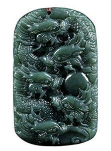 china natural hetian green jade nephrite carved fengshui zodiac dragon beast pendant amulet