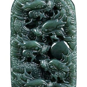 China Natural Hetian Green Jade Nephrite Carved Fengshui Zodiac Dragon Beast Pendant Amulet