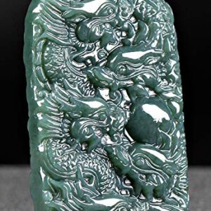 China Natural Hetian Green Jade Nephrite Carved Fengshui Zodiac Dragon Beast Pendant Amulet