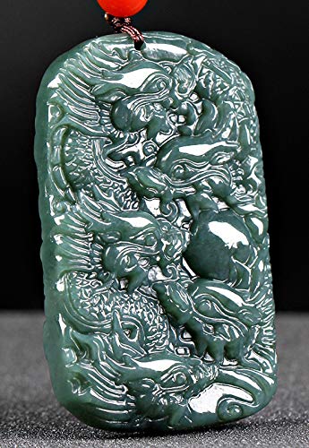 China Natural Hetian Green Jade Nephrite Carved Fengshui Zodiac Dragon Beast Pendant Amulet