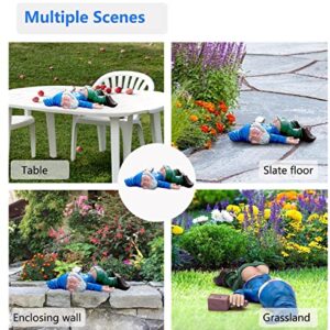 Jauay 9.5'' Tall Funny Drunk Garden Gnome Dwarf Creative Garden Gnome Statues Decoration Sculpture Yard Decor Landscape Porch Outdoor Lawn Decoration Novelty Outside Gift (Blue)