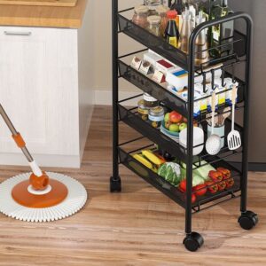 LIRUXUN Kitchen Rack Storage Rack Bathroom Bedroom Storage Movable Trolley Storage Rack